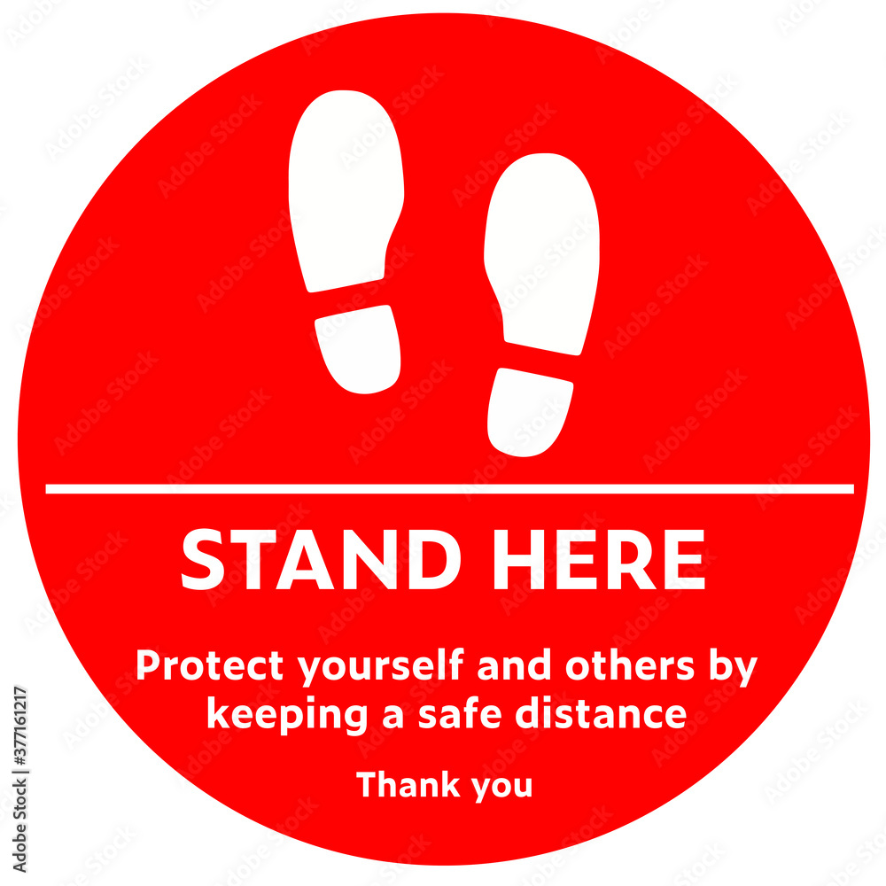 Stand Here floor sticker for supermarkets, restaurants and public ...