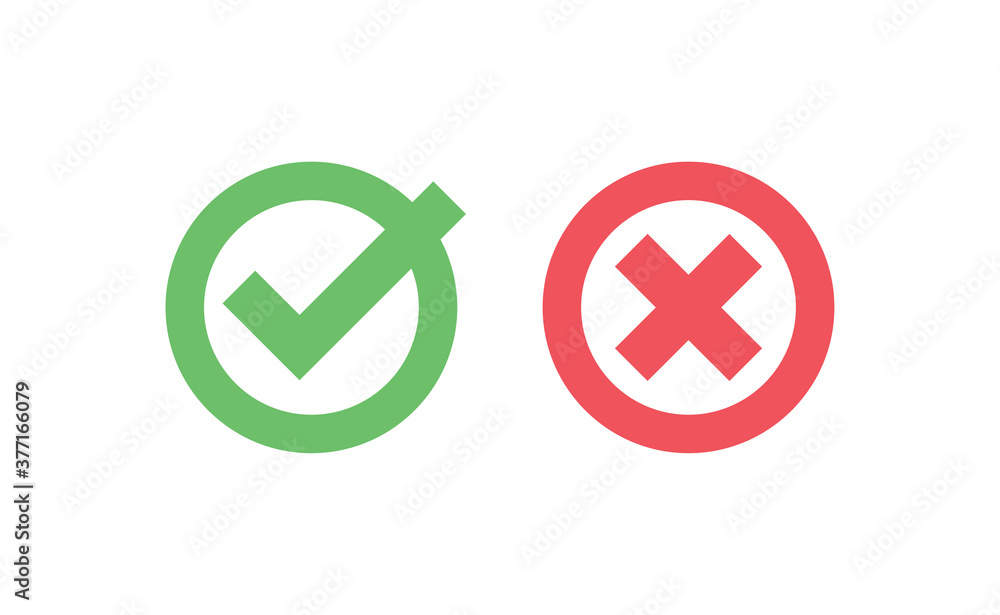 Check marks. Tick and cross vector icons. Yes and No symbols ...
