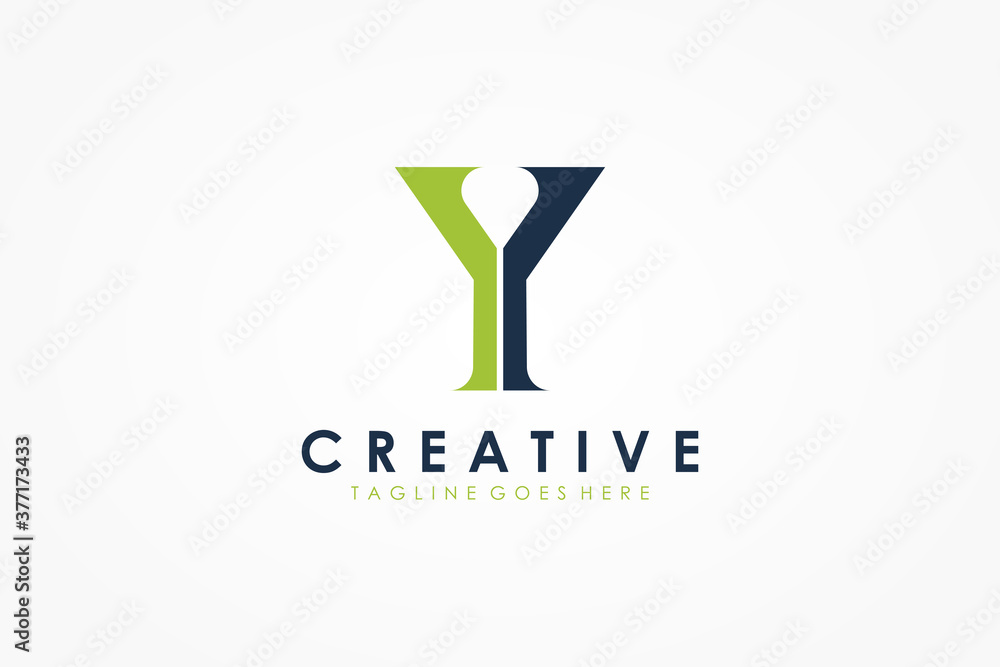 Simple Initial Letter Y Logo. Green and Blue Geometric Shape Arrow ...