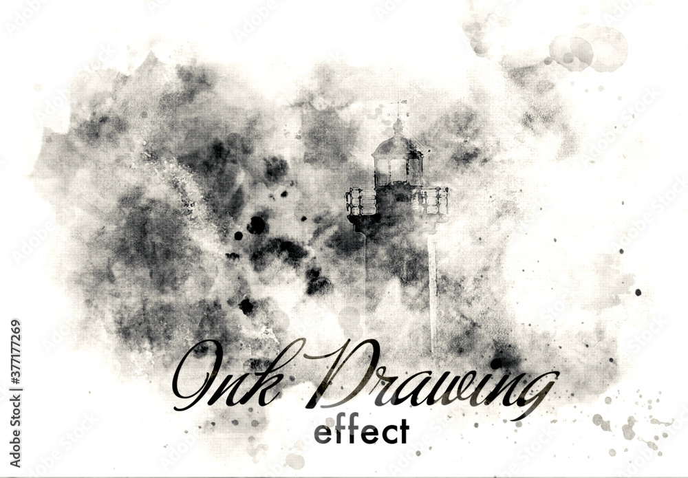 Ink Painting Photo Effect Stock Template | Adobe Stock