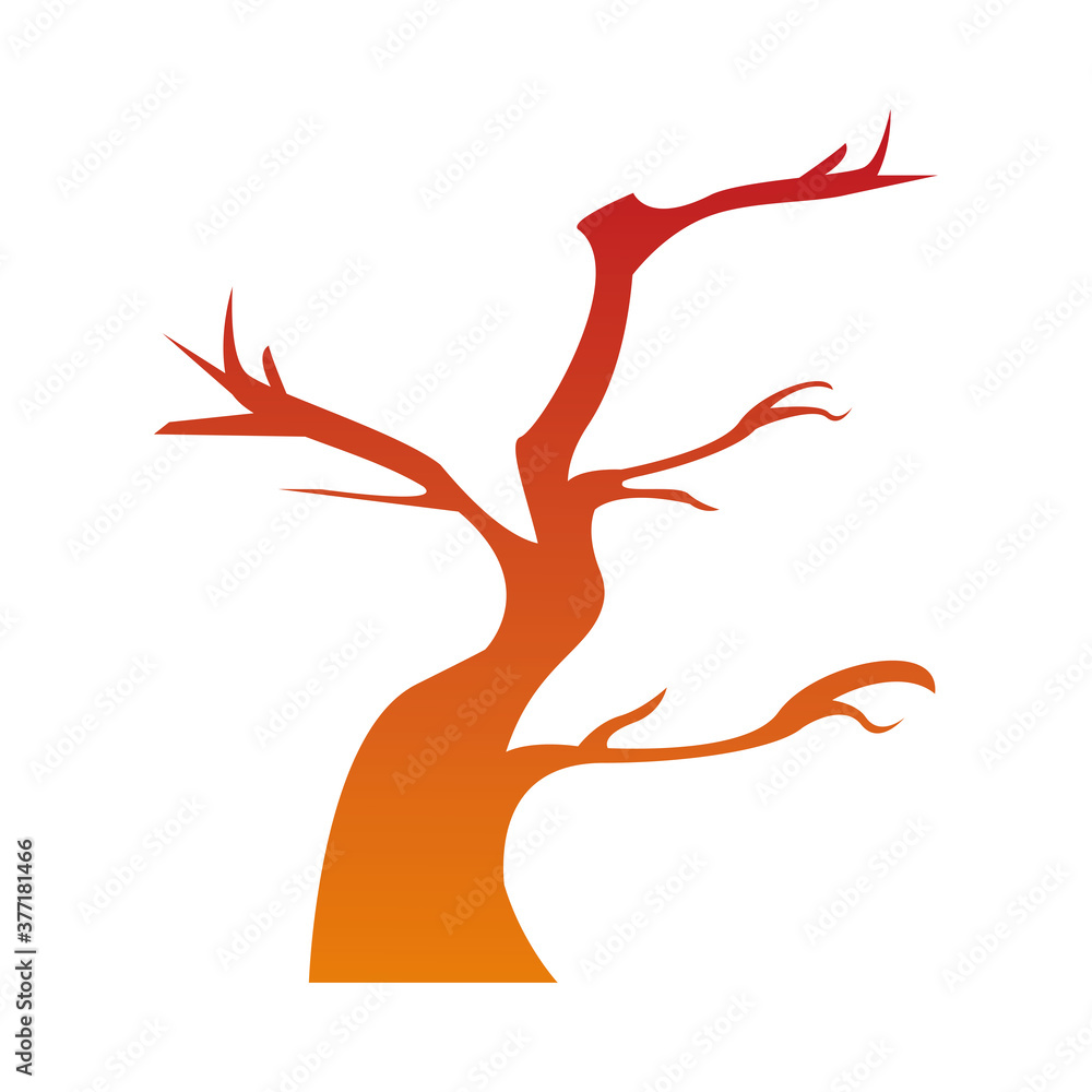 orange Isolated bare tree silhouette vector design Stock Vector | Adobe ...