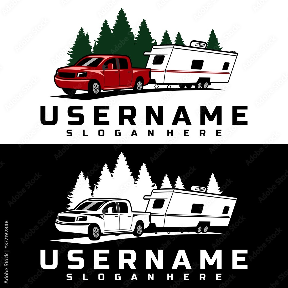 truck and trailer caravan logo design vector Stock Vector | Adobe Stock