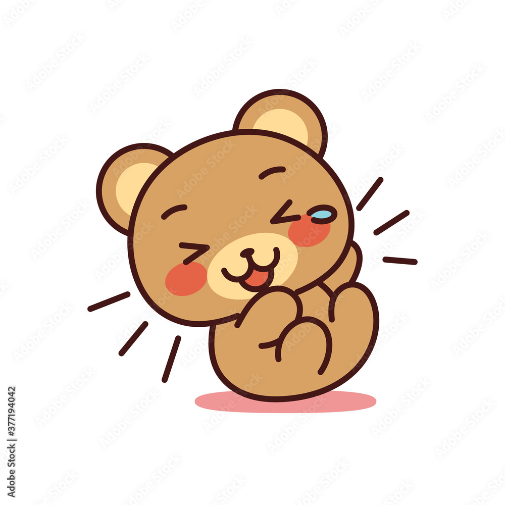 Isolated laughing bear kawaii. Emoji of a bear - Vector Stock Vector ...