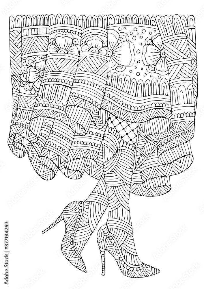 Vector hand drawn woman legs. Female feet in shoes with high heels and ...