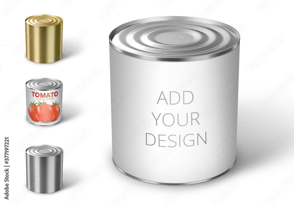 3D Package Preview Mockup of Conserve Can Stock Template | Adobe Stock
