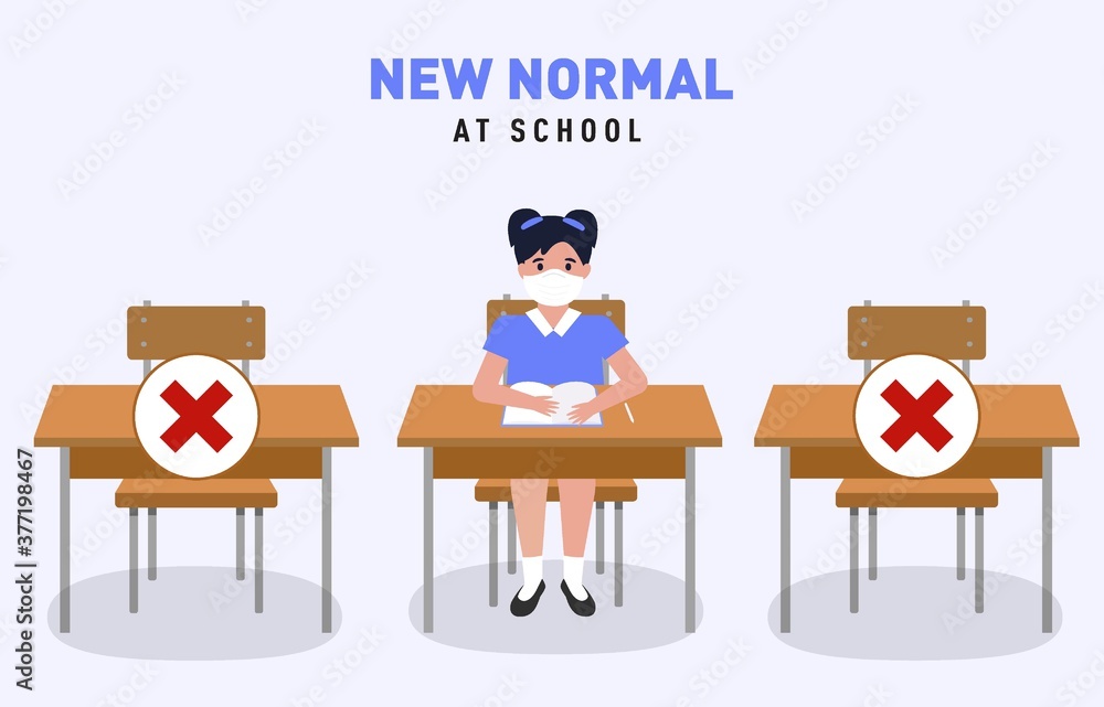 Vetor de Social distancing in the school. Coronavirus COVID-19 Guidance ...