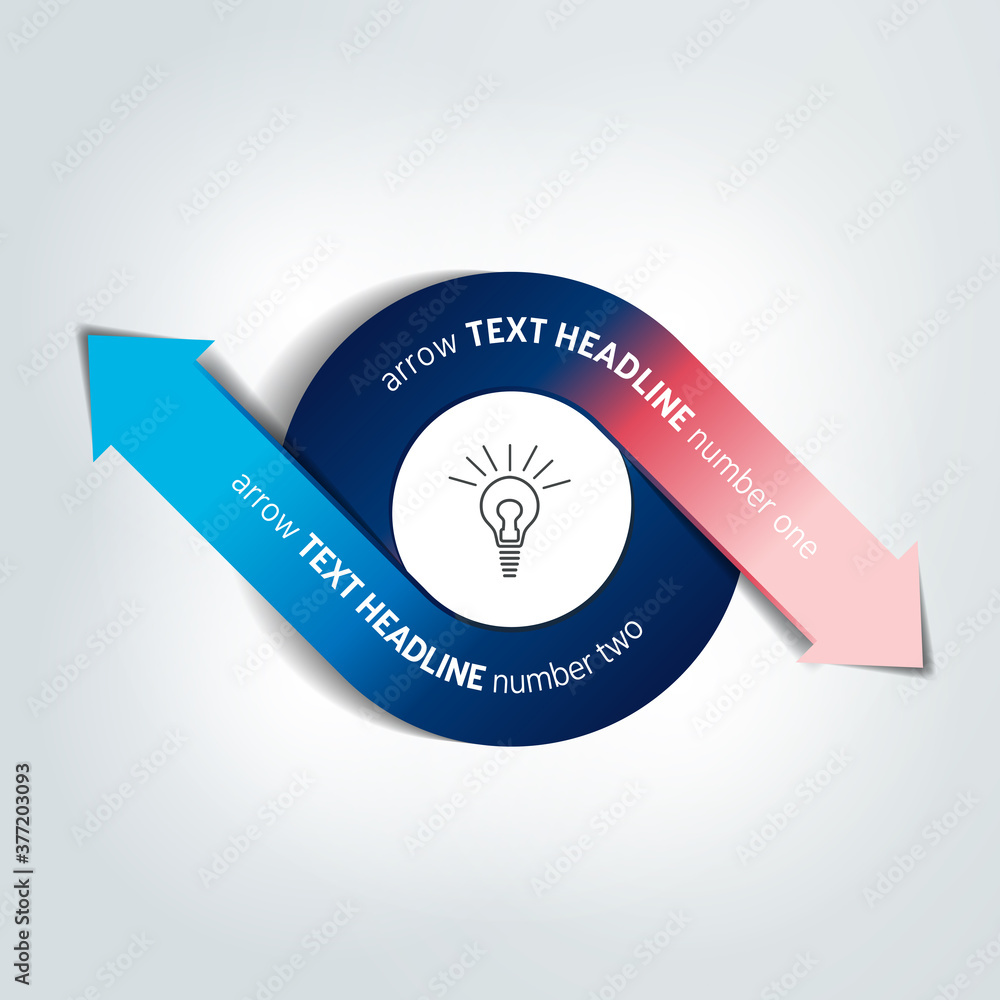 Arrow infographic, scheme, chart. Circle, round divided in two arrows ...