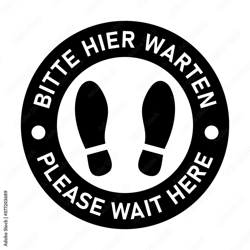 Vetor de Bilingual German & English Round Social Distancing Floor ...