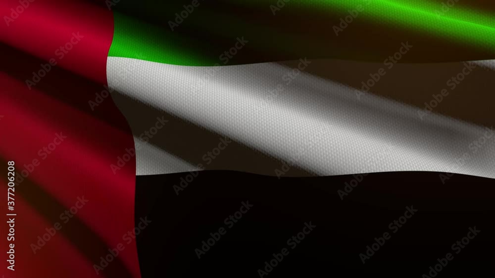 Vidéo Stock 60FPS dark United Arab Emirates flag colored in green, red ...