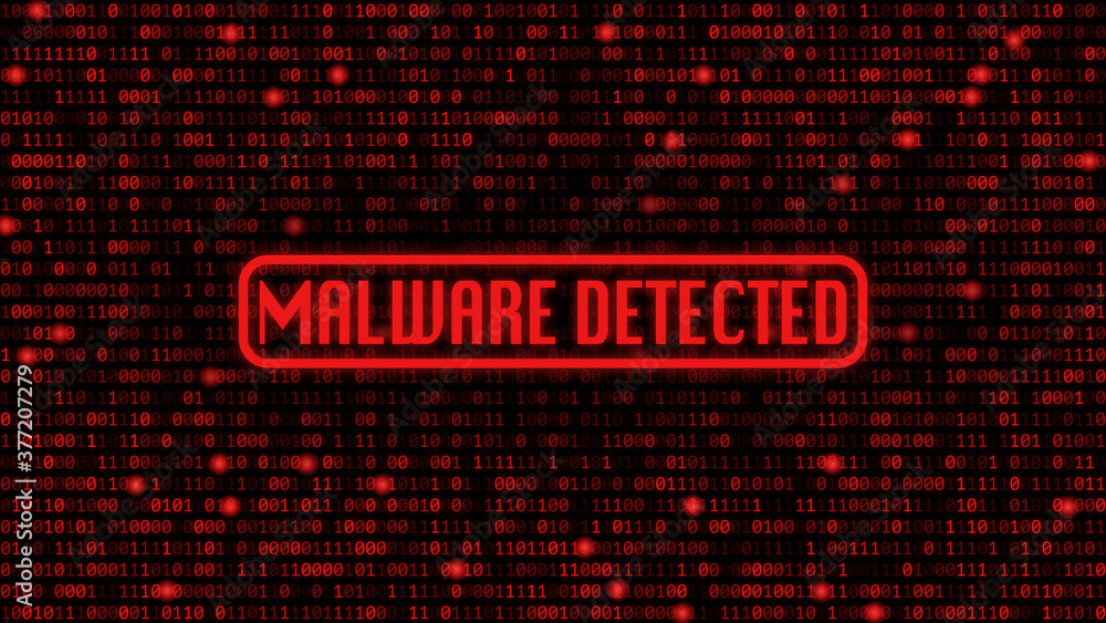 Red binary code background with "Malware Detected" text. Stock Vector ...