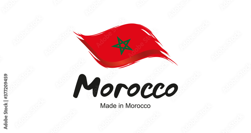 Made in Morocco handwritten flag ribbon typography lettering logo label ...