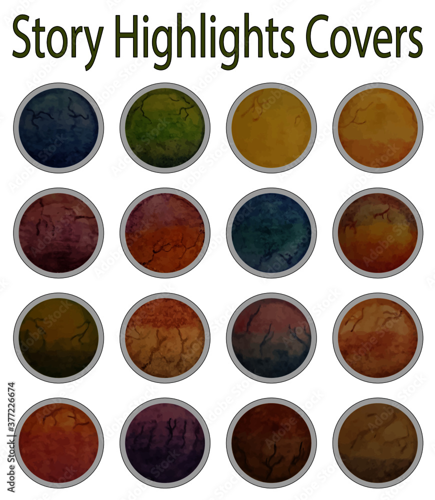 Story Highlight Covers hand drawn with water color pencils. For design ...