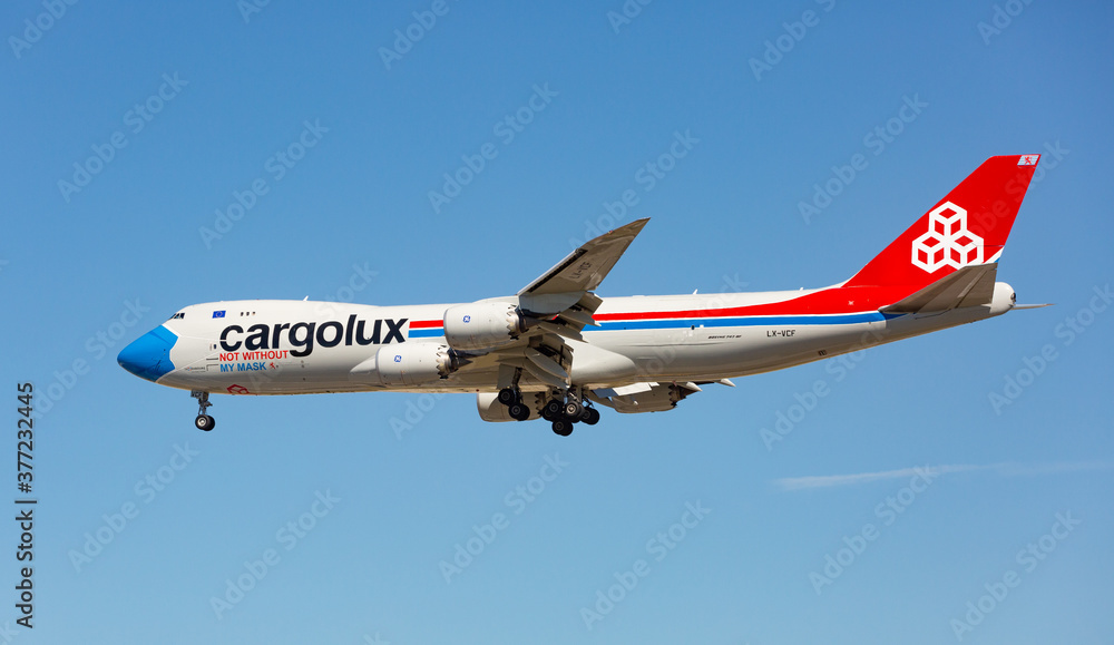 Chicago, USA - September 18, 2020: A Cargolux Boeing 747-400 displaying ...