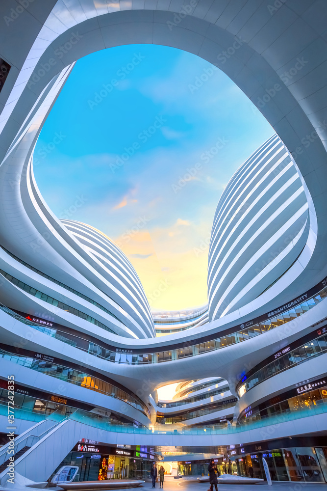 Beijing, China - Jan 12 2020: Galaxy Soho Building is an urban complex ...