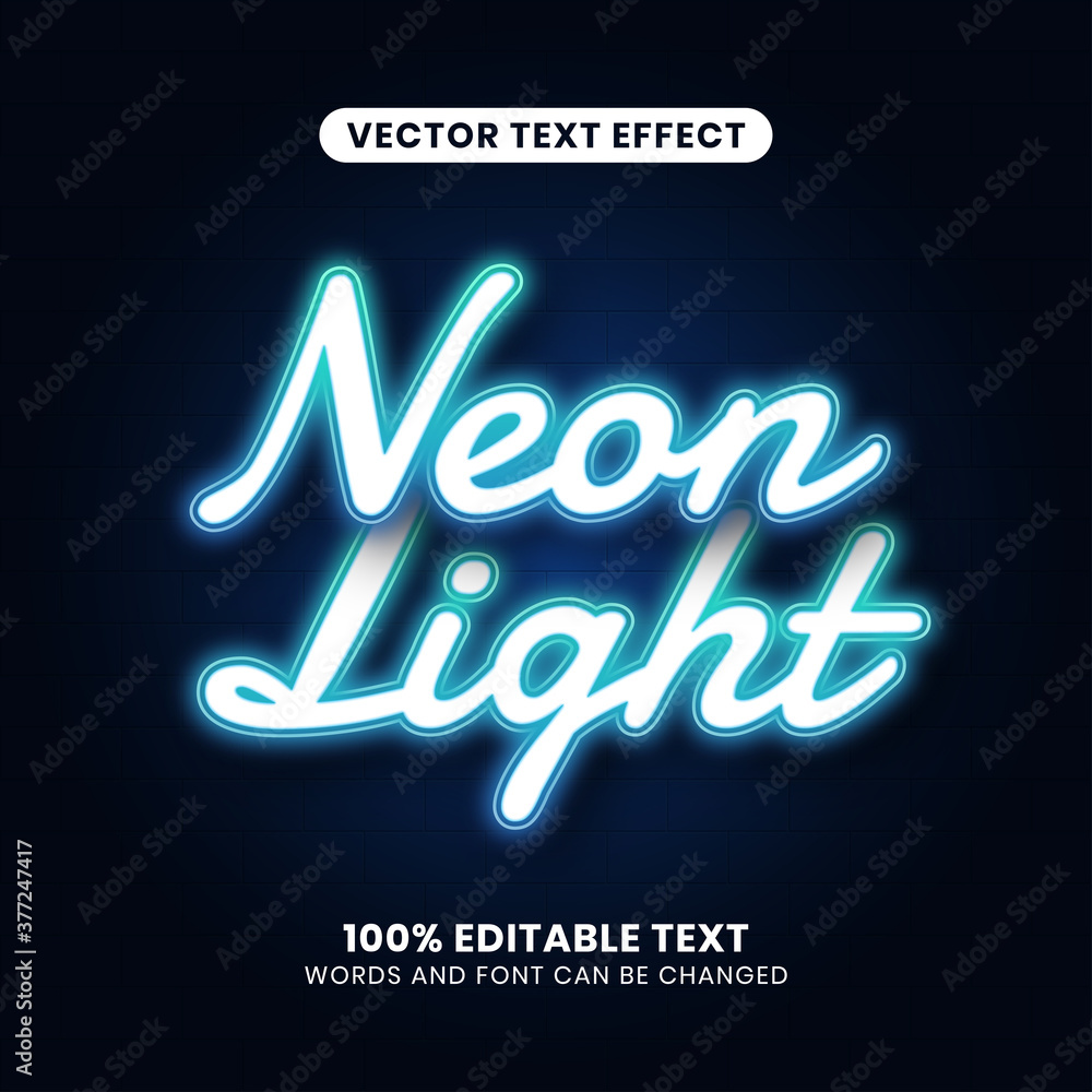 Editable Neon Light Text Effect. Simple, modern, and futuristic. Easy ...