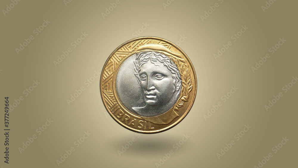 Ilustração 3d de uma moeda brasileira de um real. Stock Illustration ...