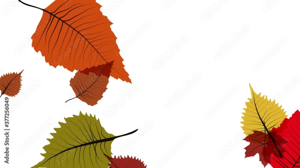 Autumn drawing background with copy space. Dead leaves falling. 2D ...