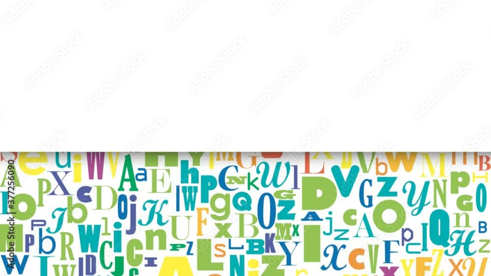 Confused letters of the alphabet scrolling under a sheet of paper ...