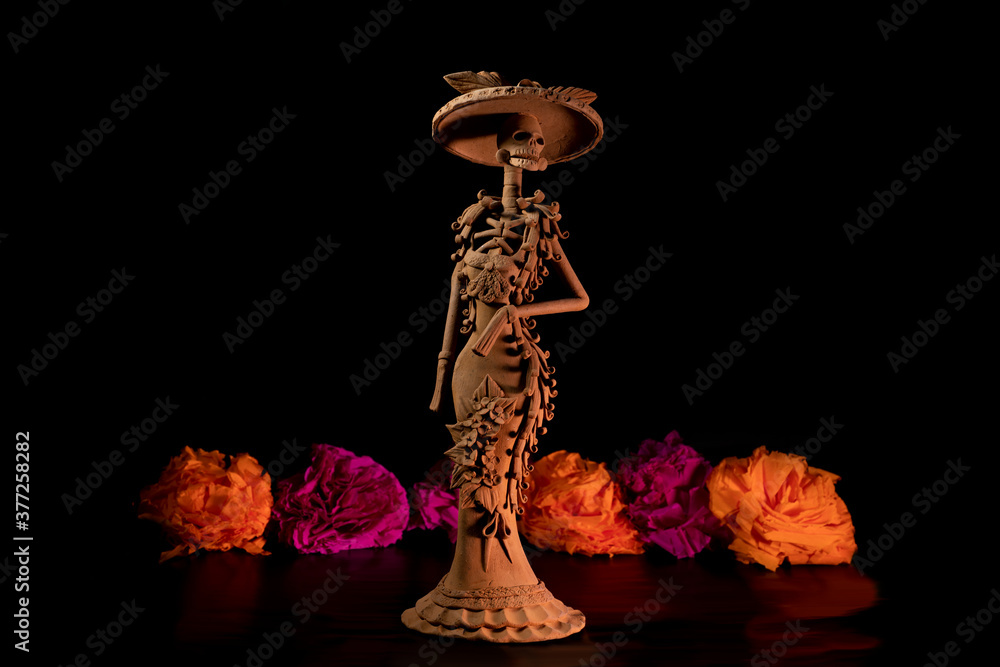 Catrina, dia de los muertos, Clay catrina for Day of the Dead offering ...