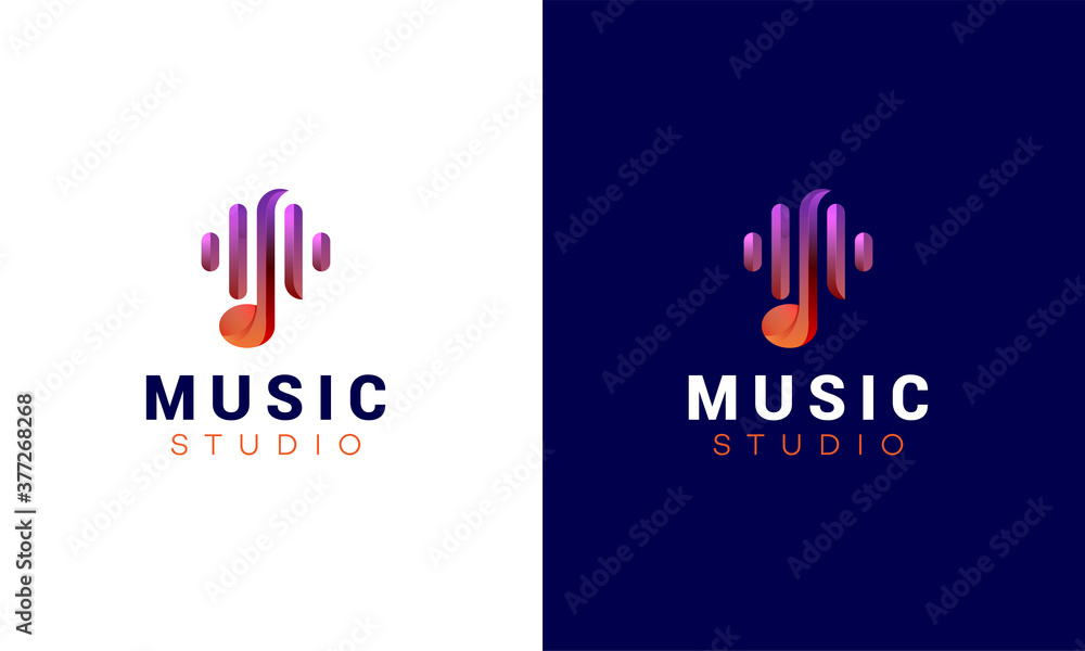 Modern logo design for music studio. Music wave logo design template ...