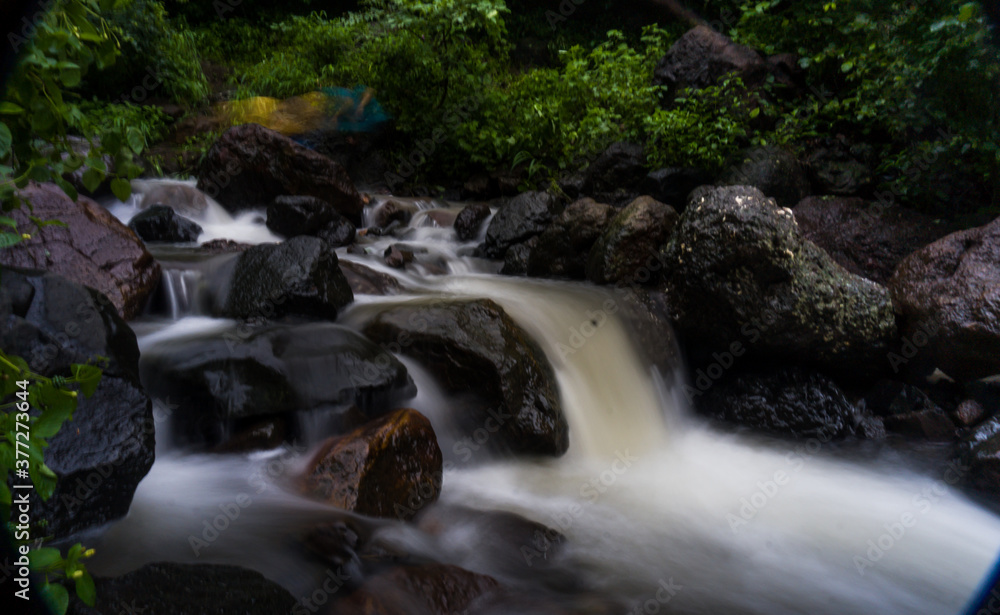 long exposure of waterfall. Khuneshwar Mahadev waterfall also known as ...
