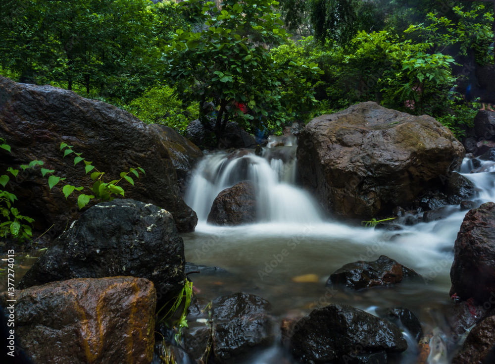 long exposure of waterfall. Khuneshwar Mahadev waterfall also known as ...