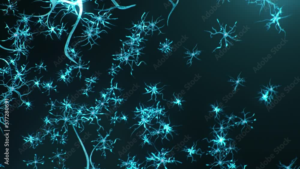 Animation neurons in the brain.Synapse and Neuron cells sending ...