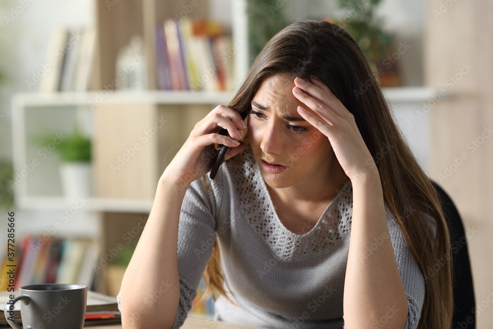 Concerned Woman On Phone
