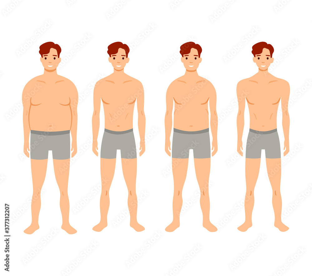 Human body shapes. Male figures types set. Vector illustration Stock ...