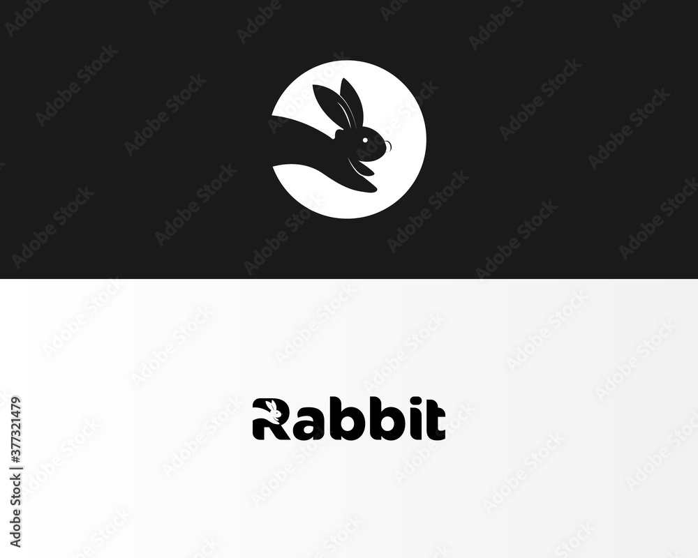 Modern Black and White Rabbit Logo Design Concept. Stock Vector | Adobe ...