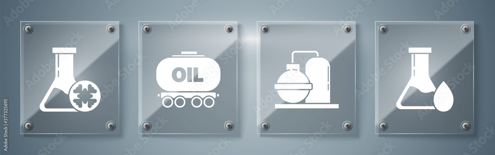 Set Oil petrol test tube, Oil and gas industrial factory building, Oil ...