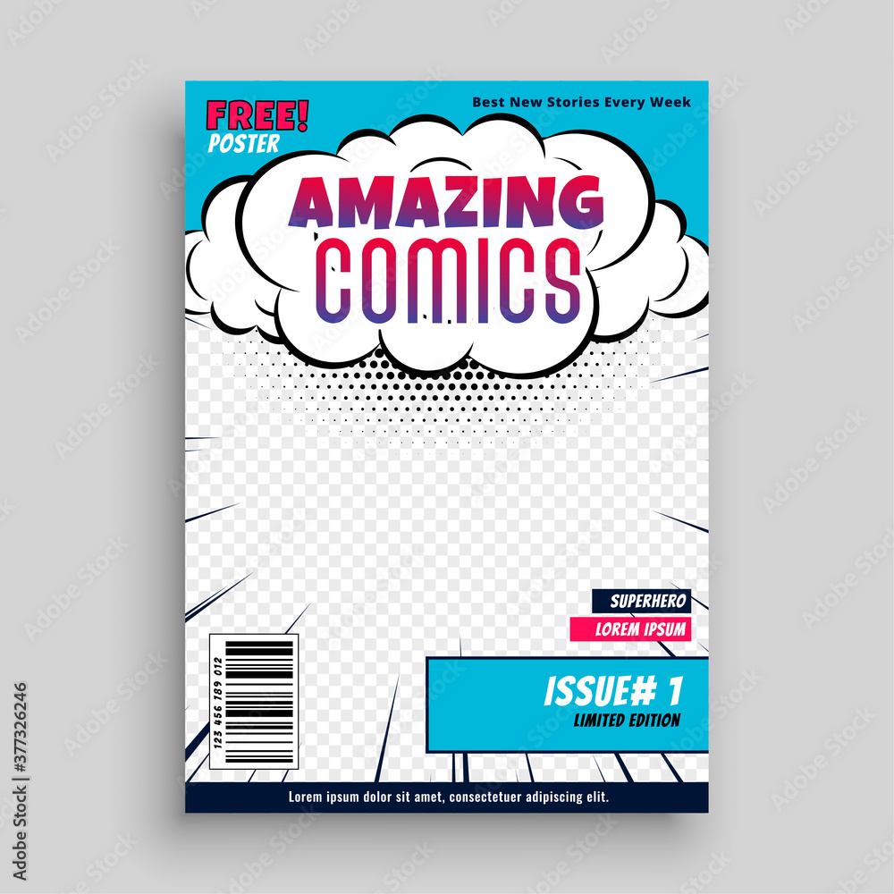 amazing comic book cover page template design Stock Vector | Adobe Stock