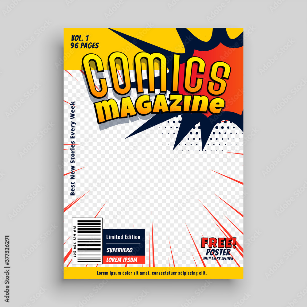 comic magazine presentation book cover template design Stock Vector ...