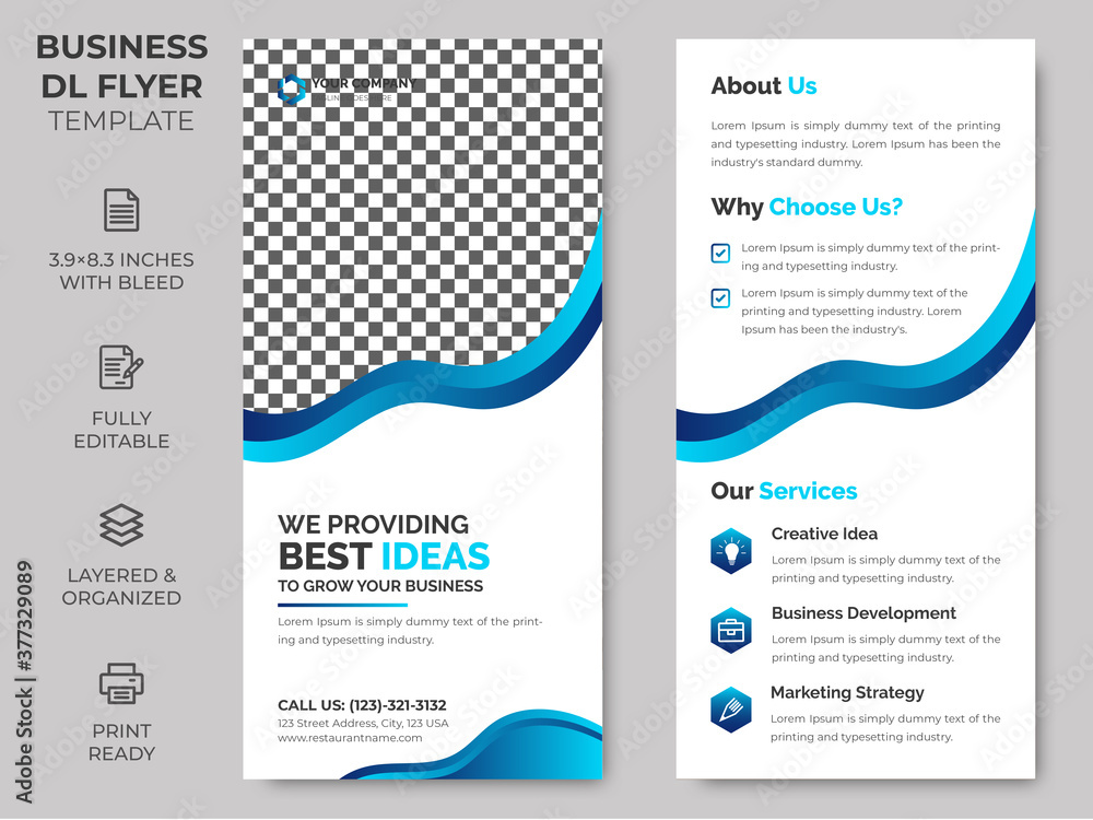 Rack Card Corporate DL Flyer Template Stock Vector | Adobe Stock
