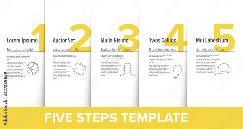Five simple yellow steps process infographic template Stock Vector ...