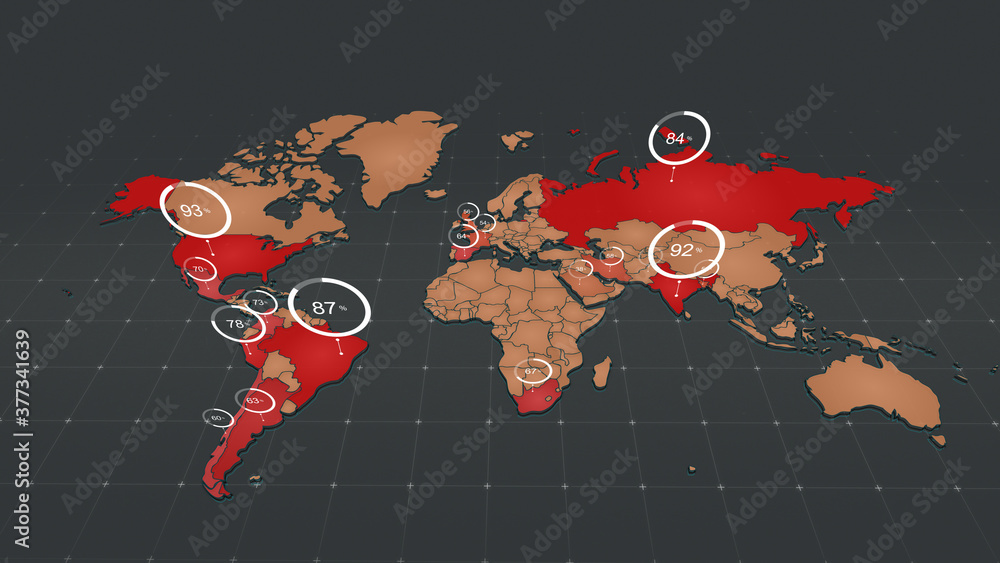 This is a world map with Pie charts. Stock Illustration | Adobe Stock