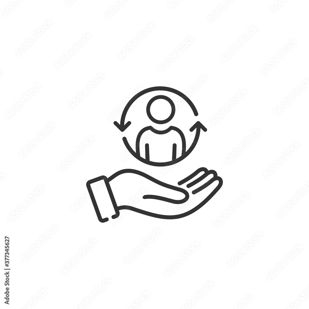 customer care icon in thin line style, customer inclusive service, line ...