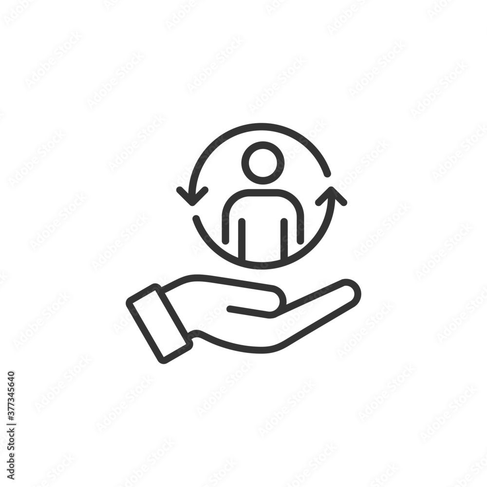 customer care icon in thin line style, customer inclusive service, line ...