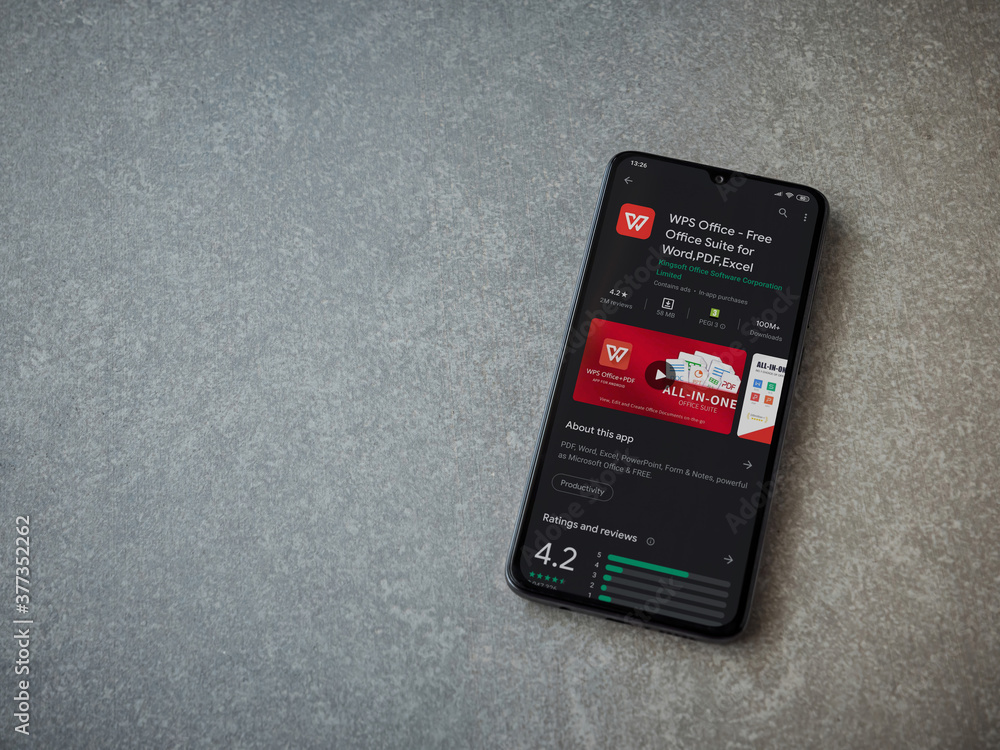 Lod, Israel - July 8, 2020: WPS Office app play store page on the ...