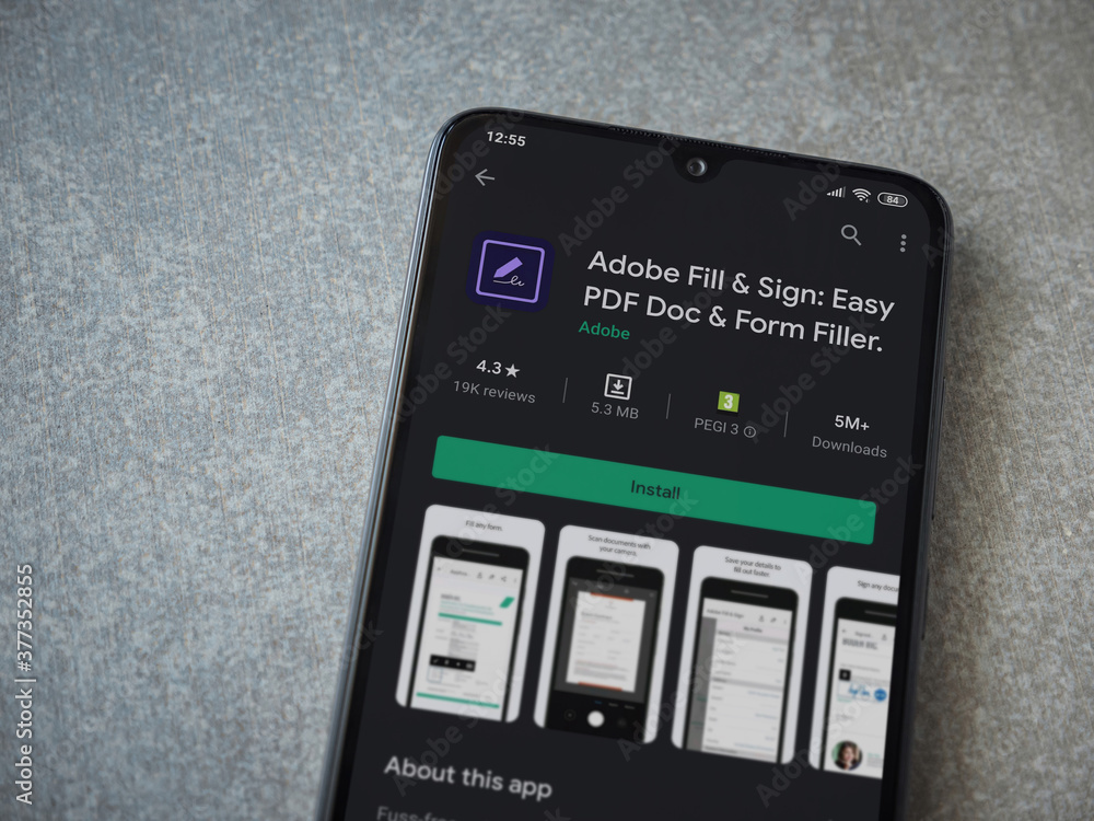 Lod, Israel - July 8, 2020: Adobe Fill & Sign app play store page on ...
