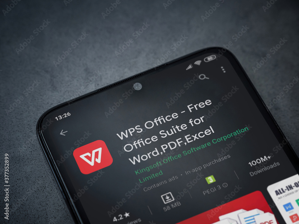 Lod, Israel - July 8, 2020: WPS Office app play store page on the ...
