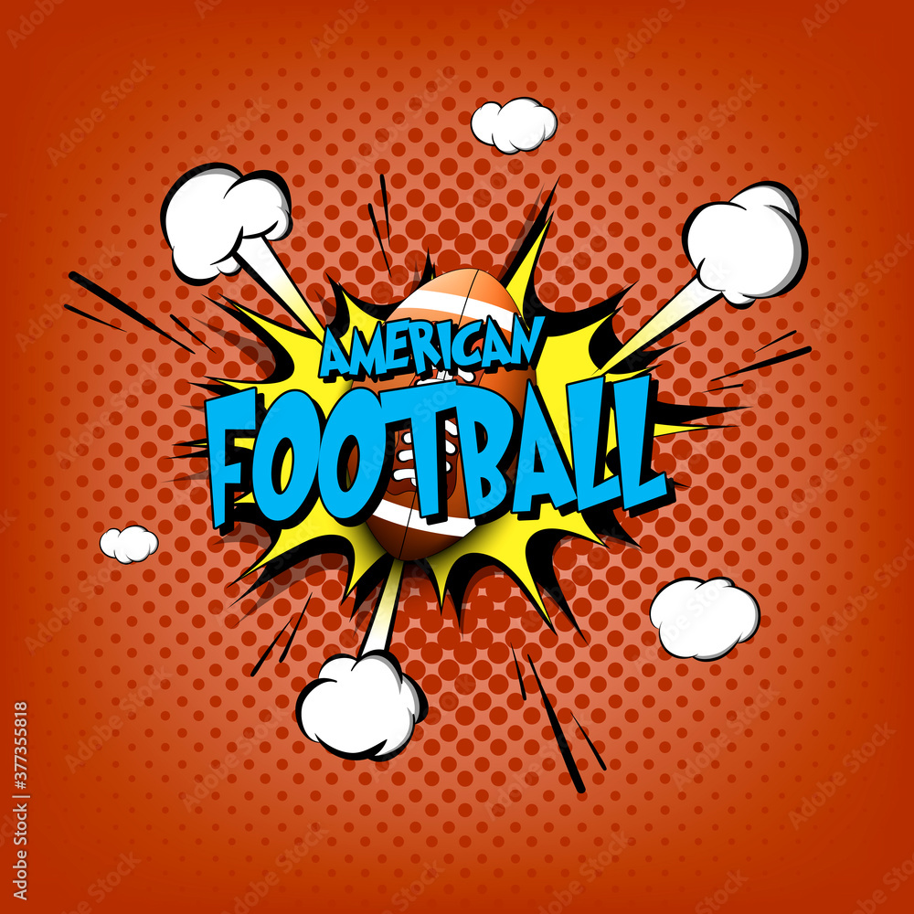 Comic bang with expression text American Football. Comics book font ...