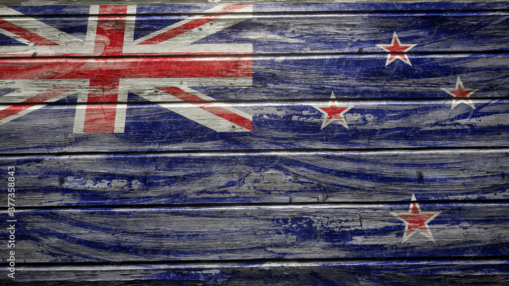 New Zealand flag painted on weathered wood planks Stock Illustration ...