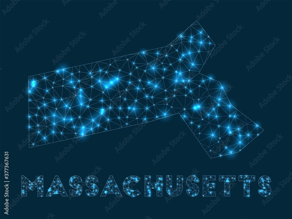 Massachusetts network map. Abstract geometric map of the us state ...