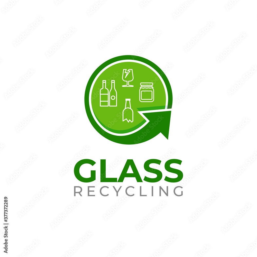 Glass recycling logo template. Waste glass recycling icon. Separate ...