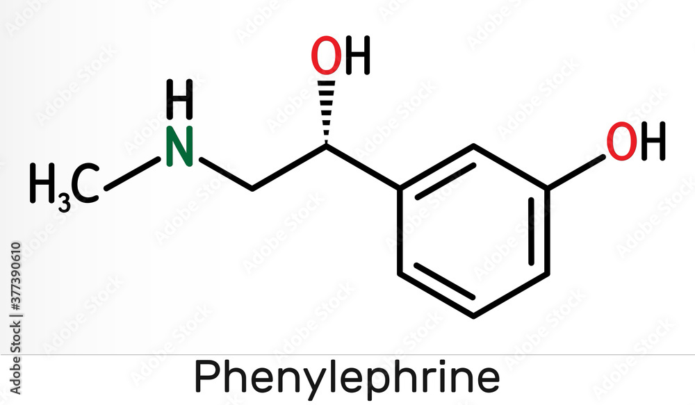 Phenylephrine molecule. It is nasal decongestant with potent ...