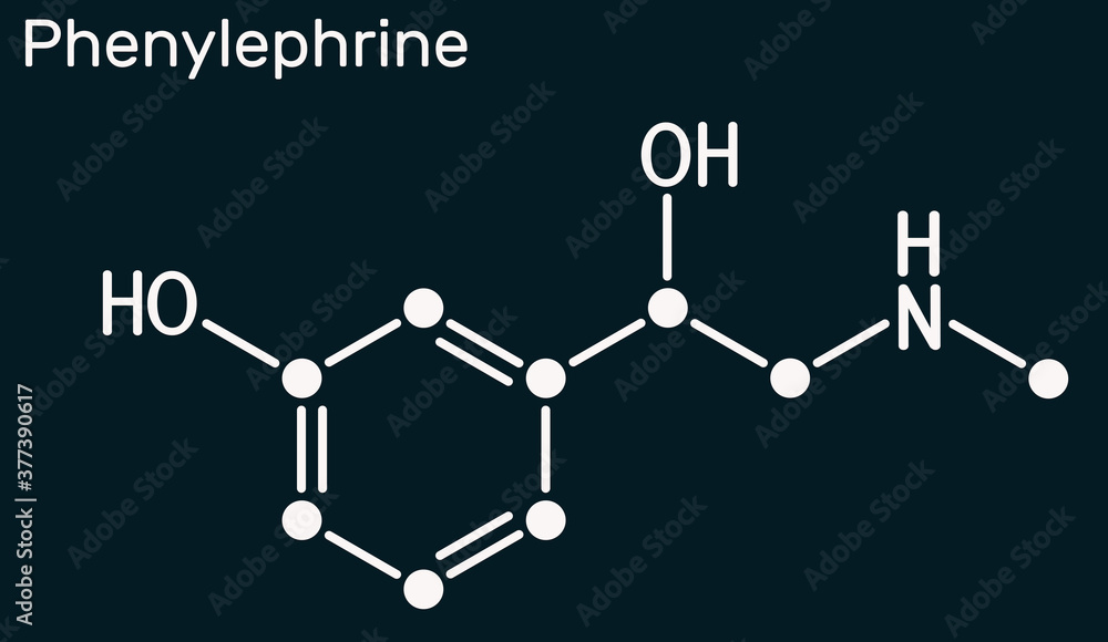 Phenylephrine molecule. It is nasal decongestant with potent ...