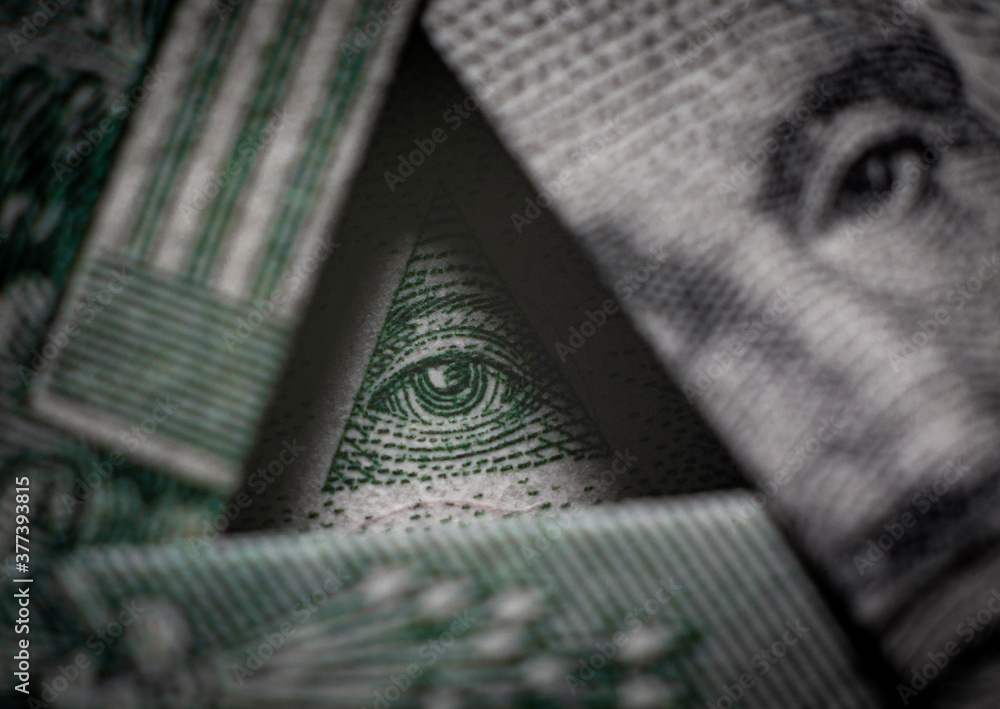 Extreme macro close up of the eye of providence/all seeing eye/pyramid ...