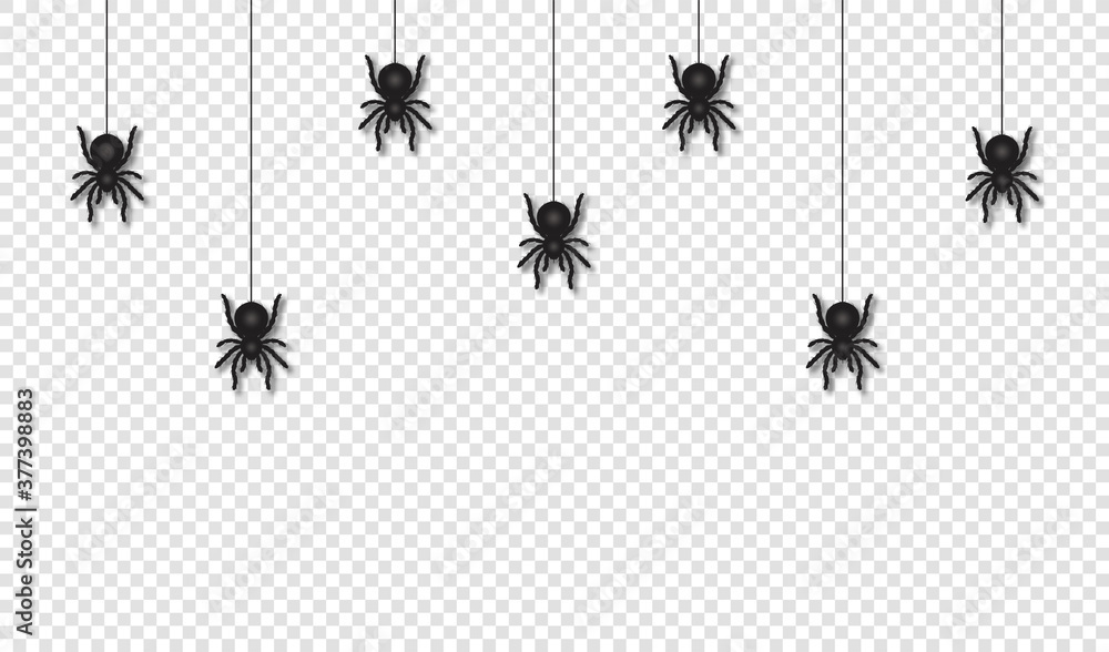 Hanging spiders for Halloween decoration. Scary and creepy Halloween ...