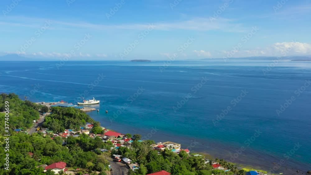 Ferry terminal at the seaport of Surigao, on the island of Mindanao ...